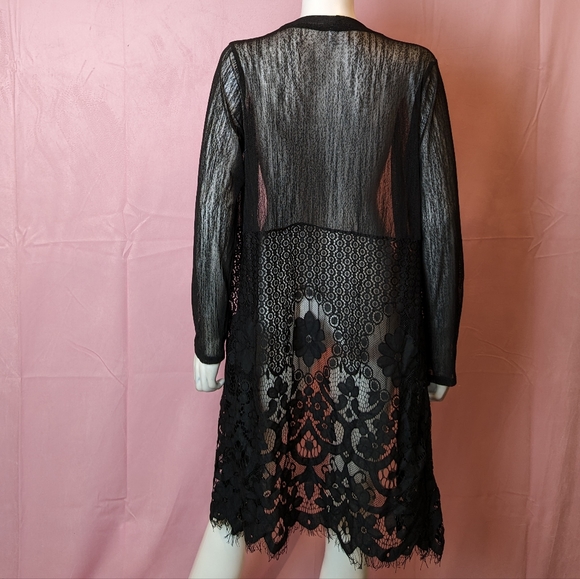 Siren Lily | Swim | Siren Lily Black Sheer Lace Open Front Long Sleeve ...
